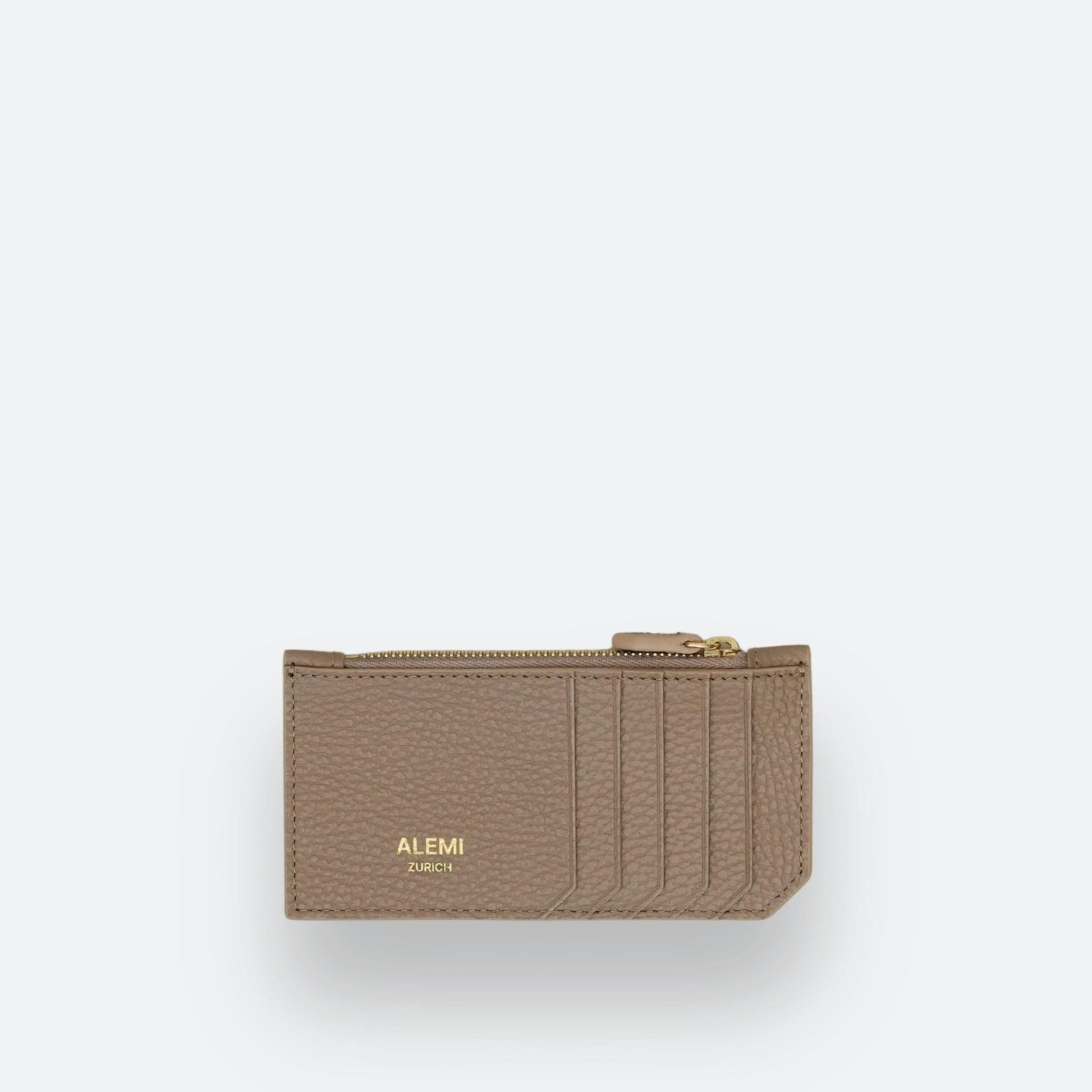 CARD HOLDER in Greige - Leather Wallet with Zip | ALEMI Zurich